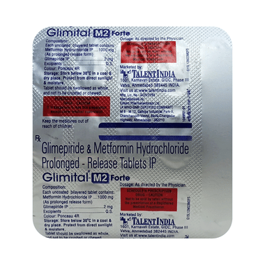 Buy Glimital-M2 Forte Tablet PR Online: View Uses, Side Effects, Price ...