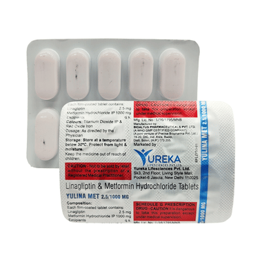 Buy Yulina Met 2.5/1000 MG Tablet Online: View Uses, Side Effects ...