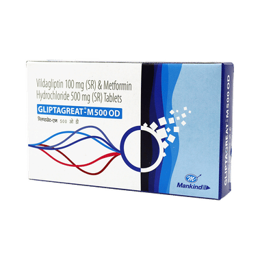 Buy Gliptagreat-M 500 OD Tablet Online: View Uses, Side Effects, Price ...
