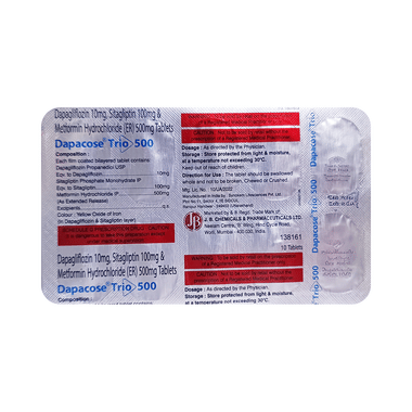 Buy Dapacose Trio 10mg/500mg/100mg Tablet Online: View Uses, Side ...