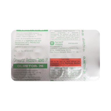 OLmetor 20 Tablet: View Uses, Side Effects, Price and Substitutes | 1mg