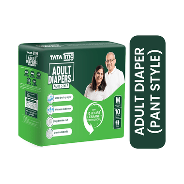Combo Pack of Tata 1mg Adult Diaper Pant Style Medium (10) & Tata 1mg ...