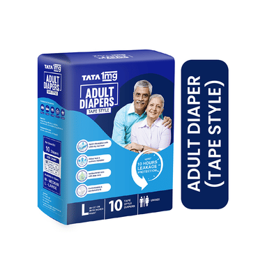 Combo Pack of Tata 1mg Adult Diaper Tape Style Large (10) & Tata 1mg ...
