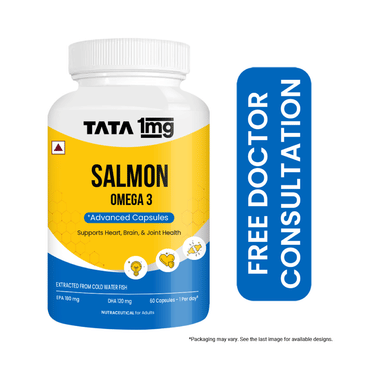 Combo Pack of Tata 1mg Salmon Omega 3 Fish Oil Capsule & Tata 1mg ...
