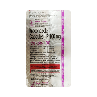 Buy Itrakon 100 Capsule Online: View Uses, Side Effects, Price ...
