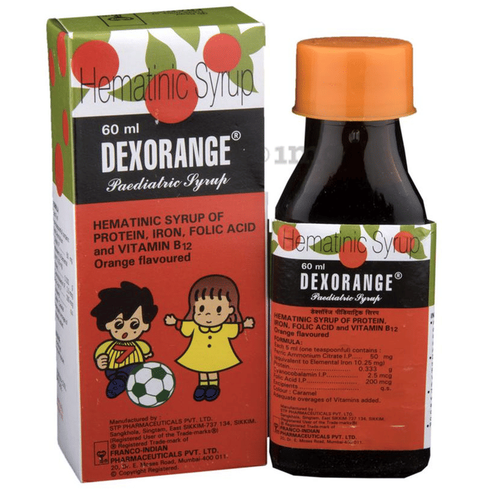 Dexorange Paediatric Syrup Orange: Buy bottle of 60 ml Syrup at best ...