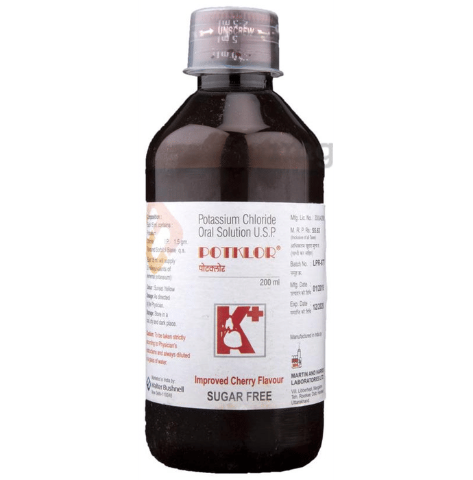 Potklor Oral Solution Cherry Sugar Free: Buy bottle of 200 ml Oral ...