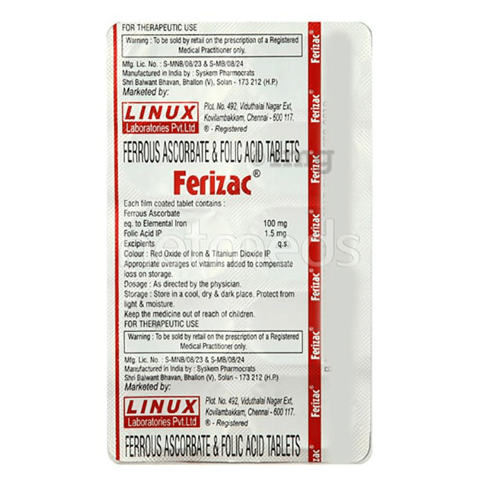 Ferizac Tablet: Buy strip of 10 tablets at best price in India | 1mg
