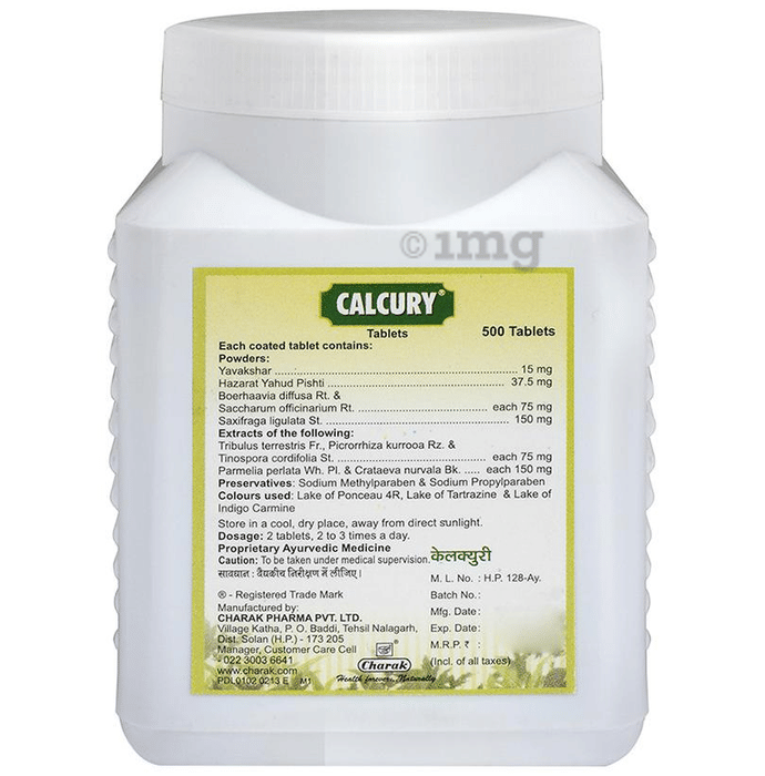Charak Calcury Tablet: Buy strip of 500 tablets at best price in India ...