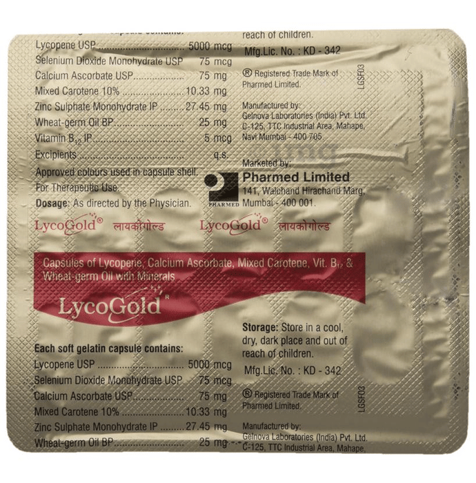 Lycogold Capsule: Buy strip of 10 capsules at best price in India | 1mg