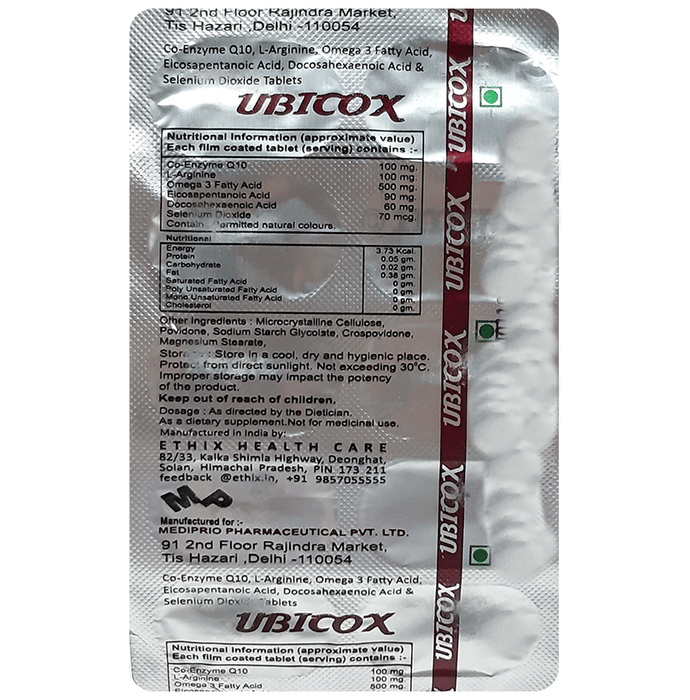 Ubicox Tablet: Buy strip of 10 tablets at best price in India | 1mg