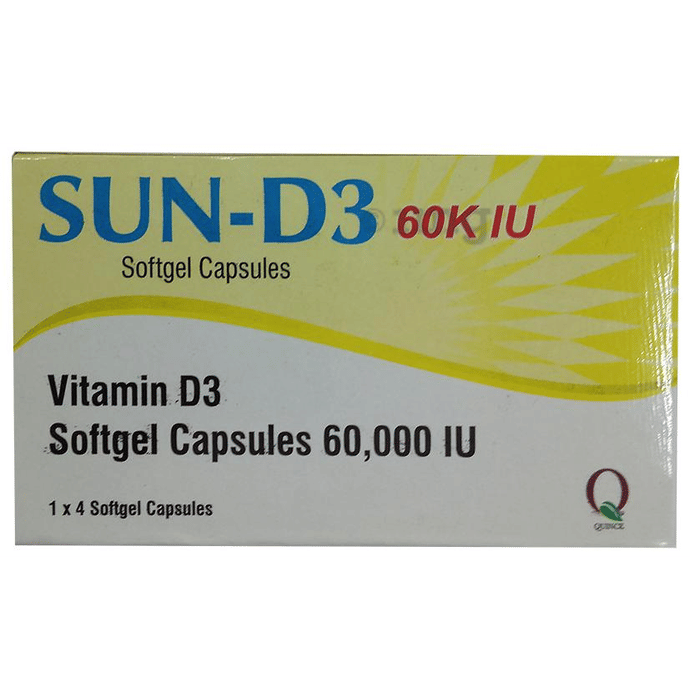 Sun-D3 60K Soft Gelatin Capsule: Buy strip of 4 soft gelatin capsules ...