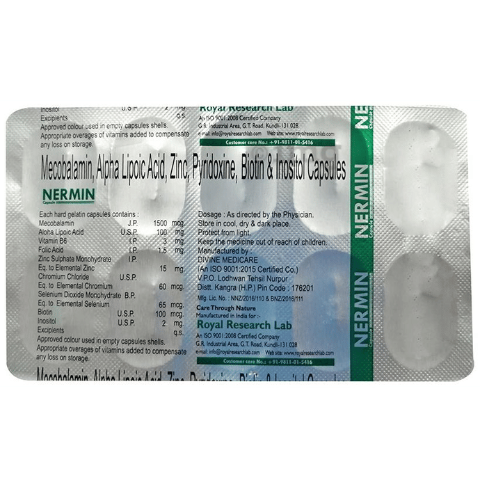 Nermin Capsule: Buy strip of 10 capsules at best price in India | 1mg