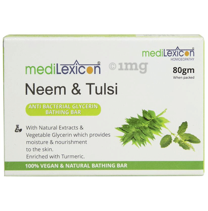 Medilexicon Bathing Bar Neem & Tulsi: Buy box of 80 gm Soap at best price in India | 1mg