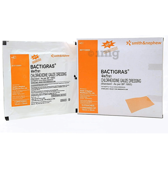 Bactigras Dressing 10cm x 10cm: Buy packet of 10 bandages at best price ...