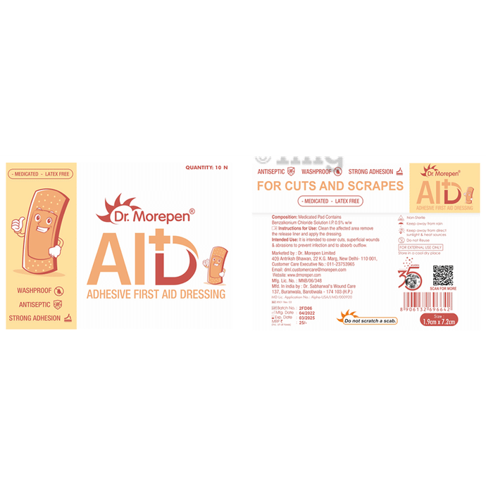 Dr. Morepen Aid Adhesive First Aid Dressing: Buy packet of 10 bandages ...