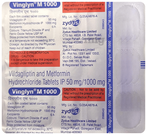 Buy Vinglyn M 1000 Tablet Online: View Uses, Side Effects, Price ...