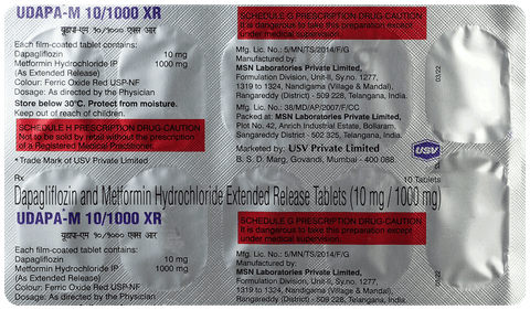 Buy Udapa M 10/1000 XR Tablet Online: View Uses, Side Effects, Price ...