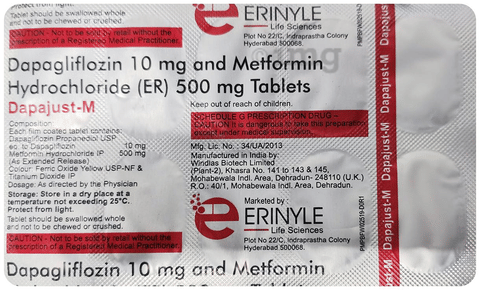 Buy Dapajust M 10mg/500mg Tablet Online: View Uses, Side Effects, Price ...