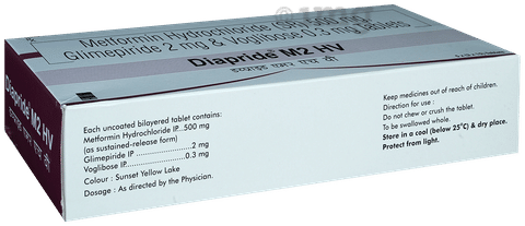 Buy Diapride M2 HV 2mg/500mg/0.3mg Tablet SR Online: View Uses, Side ...