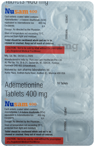 Buy New Nusam 400 Tablet Online: View Uses, Side Effects, Price ...
