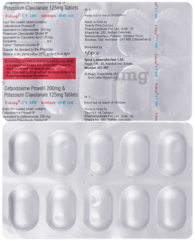 Buy Foloup CV 200 mg/125 mg Tablet Online: View Uses, Side Effects ...