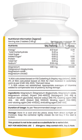 Triple Magnesium Tablets | Magnesium Complex Supplement by Tata 1mg ...