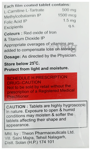 Buy Neurotab LC 500mg/1500mcg/1.5mg Tablet Online: View Uses, Side ...