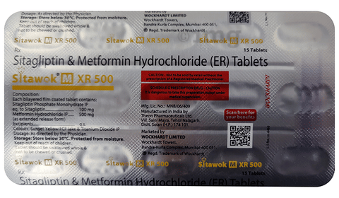 Buy Sitawok M XR 500 Tablet Online: View Uses, Side Effects, Price ...