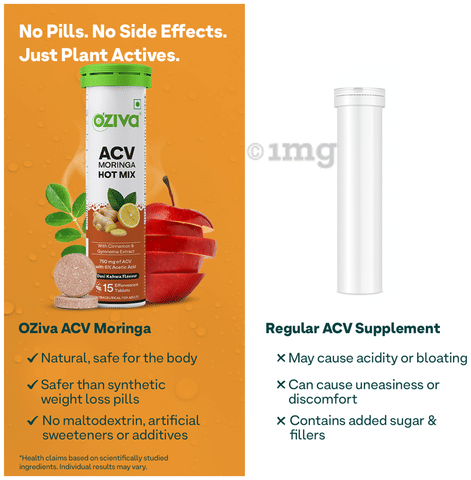 Oziva ACV Moringa Hot Mix Effervescent Tablet for Adults Desi Kahwa ...