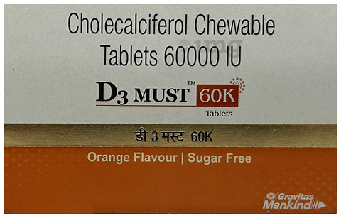 Buy D3 Must 60K Orange Sugar Free Online: View Uses, Side Effects ...