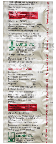 Buy NOvastat-EZ 40mg/10mg Tablet Online: View Uses, Side Effects, Price ...
