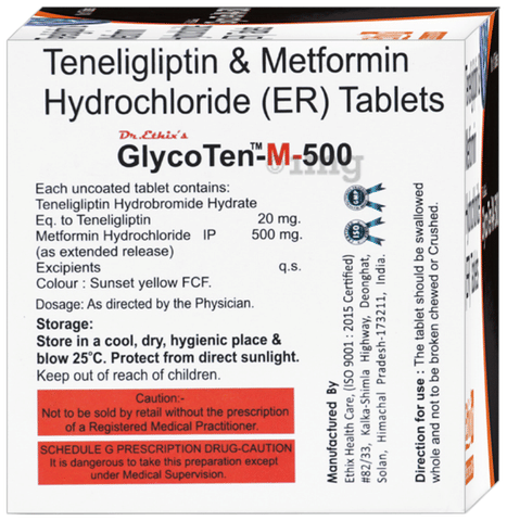Buy Glycoten-M 500 Tablet ER Online: View Uses, Side Effects, Price ...