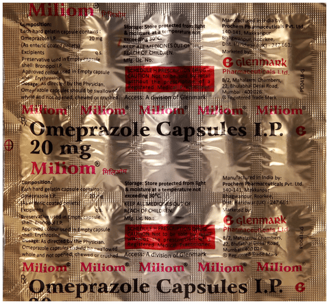 Buy Miliom 20mg Capsule Online: View Uses, Side Effects, Price ...
