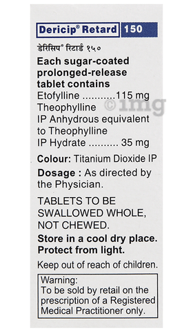 Buy Dericip Retard 150 Tablet PR Online: View Uses, Side Effects, Price ...