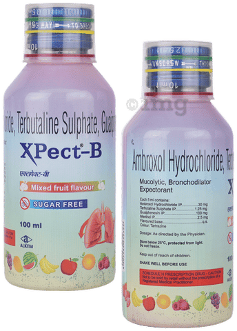 Buy Xpect-B Expectorant Mixed Fruit Sugar Free Online: View Uses, Side ...