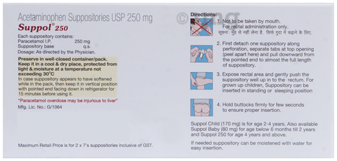 Buy Suppol 250 Suppository (7 Each) Online: View Uses, Side Effects ...