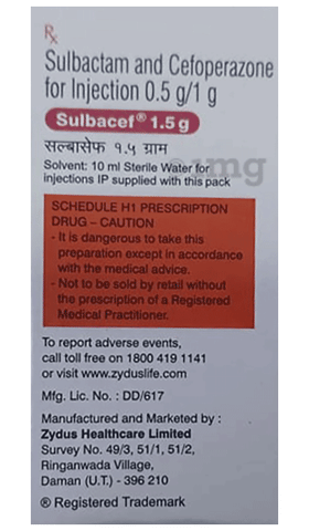 Buy Sulbacef 1000mg/500mg Injection Online: View Uses, Side Effects ...