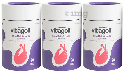 Vitagoli Skin Hair & Nails Gummies (30 Each) Grape: Buy combo pack of 3 ...