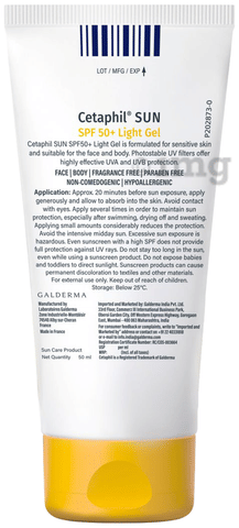 Cetaphil Sun Light High Protection Sunscreen Gel Gel SPF 50+ All Skin ...
