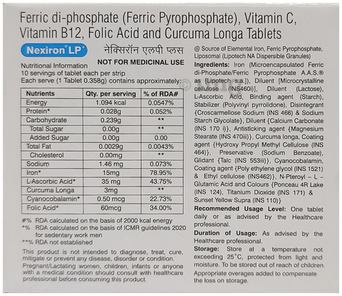 Nexiron LP Plus Tablet Gluten Free: Buy strip of 10.0 tablets at best ...