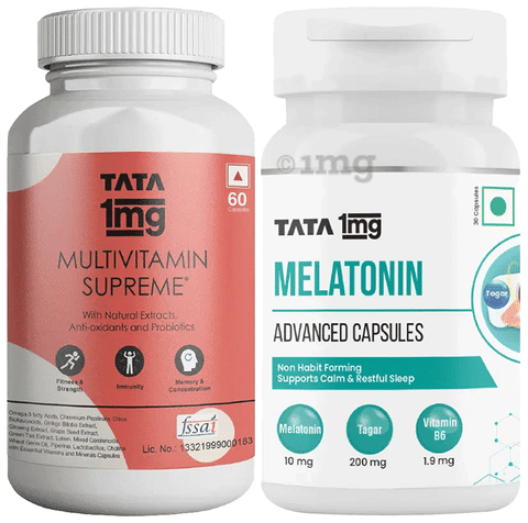 Combo Pack of Tata 1mg Melatonin Advanced Capsule (30) & Multivitamin ...