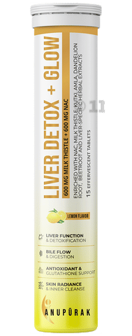 Anupurak Liver Detox + Glow Effervescent Tablet (15 Each) Lemon: Buy ...