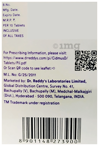 Buy Cidmus-D 100 Tablet Online: View Uses, Side Effects, Price ...