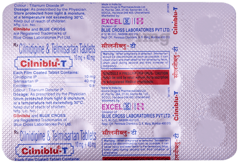 Buy Cilniblu T 10mg/40mg Tablet Online: View Uses, Side Effects, Price ...
