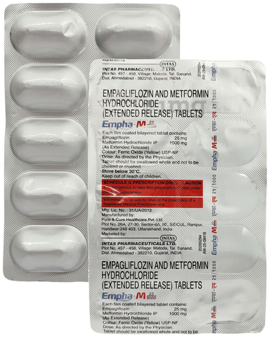 Buy Empha-M 25/1000 Tablet ER Online: View Uses, Side Effects, Price ...