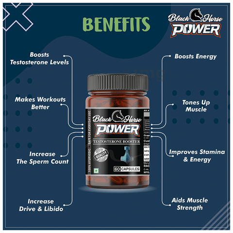 Black Horse Power Testosterone Booster Capsule: Buy bottle of 60.0 ...