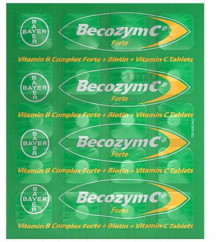 Becozym C Forte Tablet with Biotin, Vitamin C & B Complex: Buy strip of ...