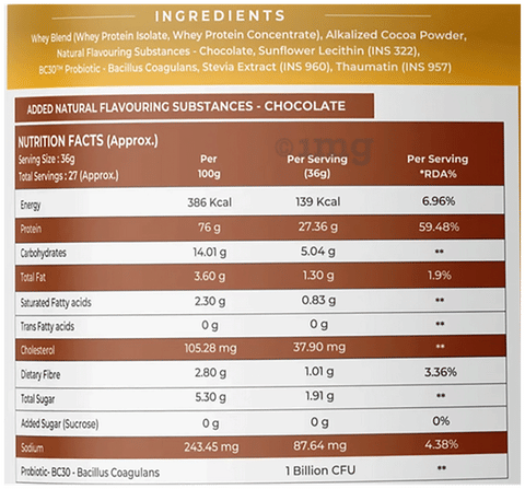 Naturaltein Whey Protein ISO Boost BC 30 Powder Chocolate No Added ...