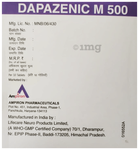 Buy Dapazenic M 500 Tablet ER Online: View Uses, Side Effects, Price ...
